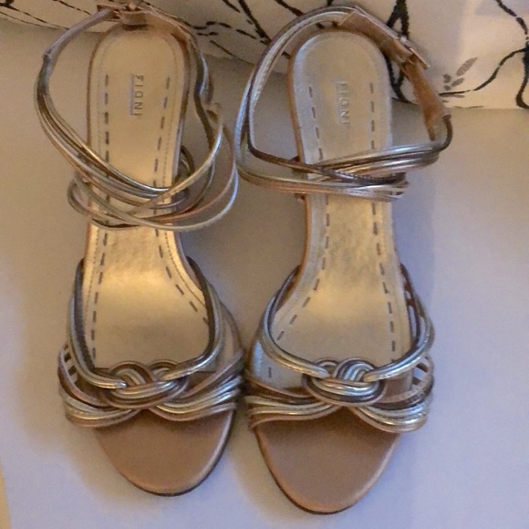 Shoes | Fioni Wedges Crisscross Straps In Gold Bronze With Twisted ...